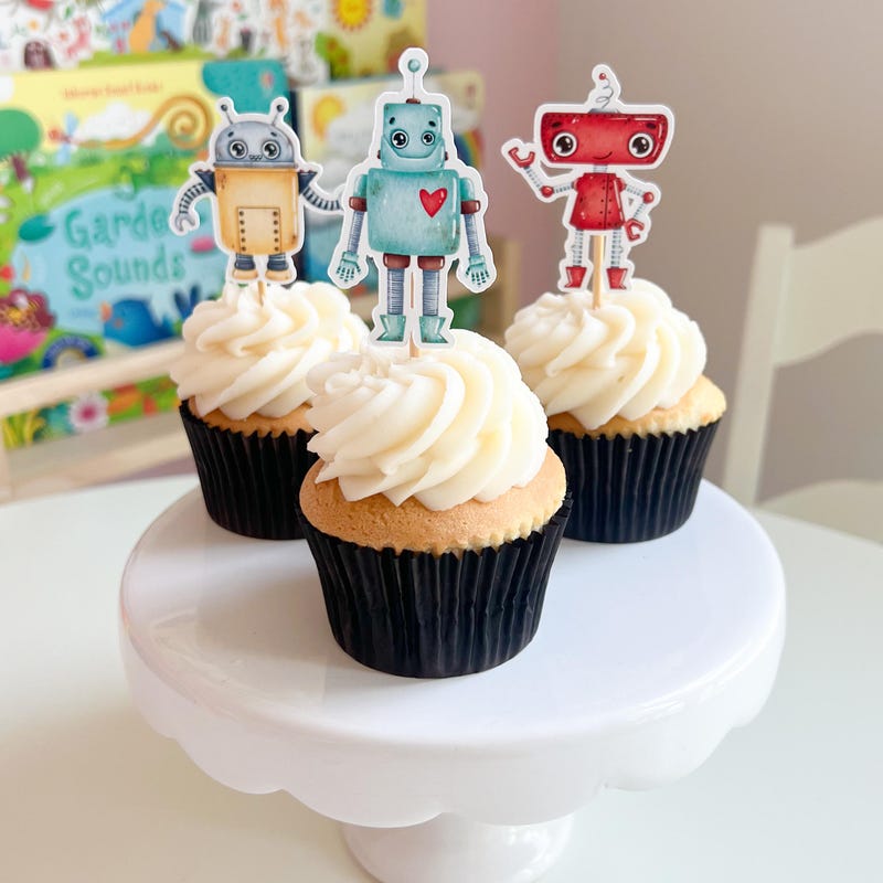 Robot Cupcake Topper - Etsy