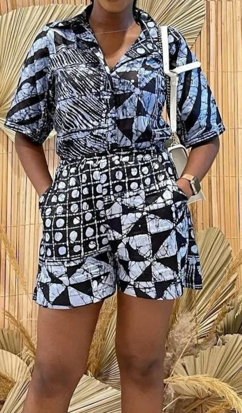 Adire Shorts Set| African Prints | Adire African Fabric| African ...