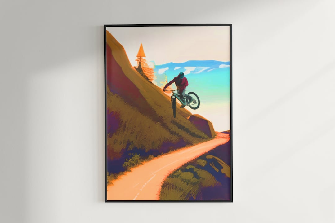 Instant Download Printable Mountain Bike Art Print. Oil Paint Mountain ...