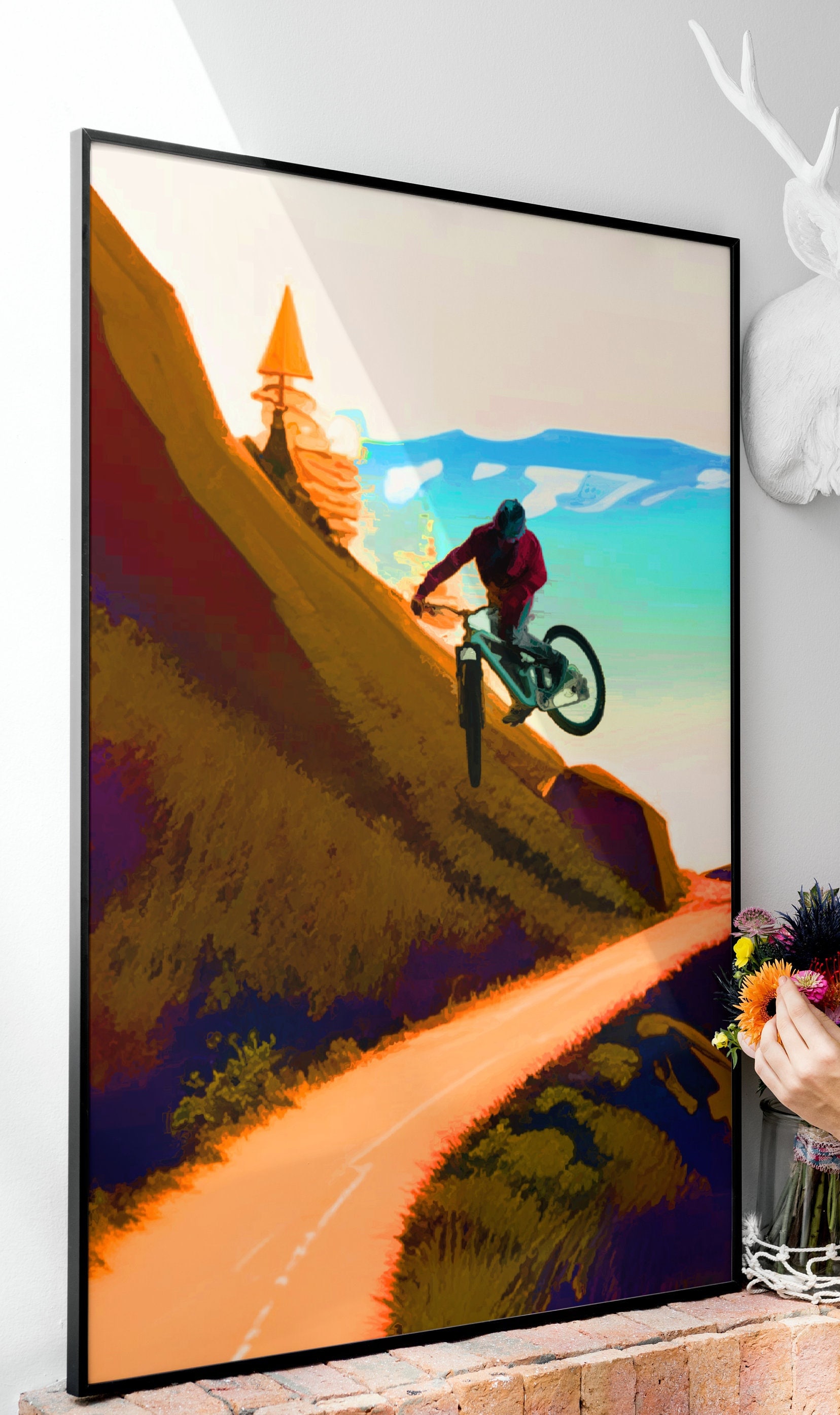 Instant Download Printable Mountain Bike Art Print. Oil Paint Mountain ...