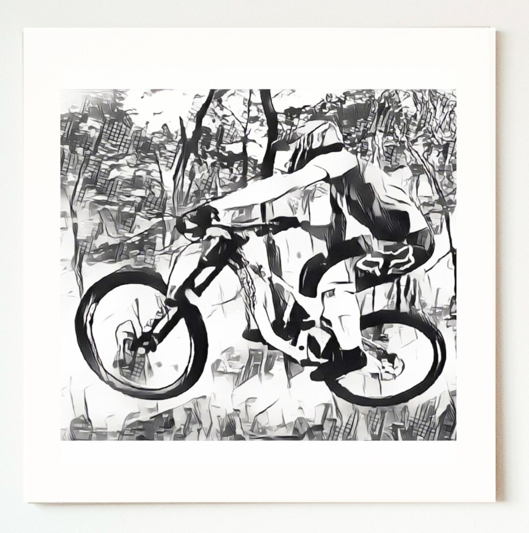 Instant Download Printable Mountain Biking Jumping, Mtb Art Print. Oil ...