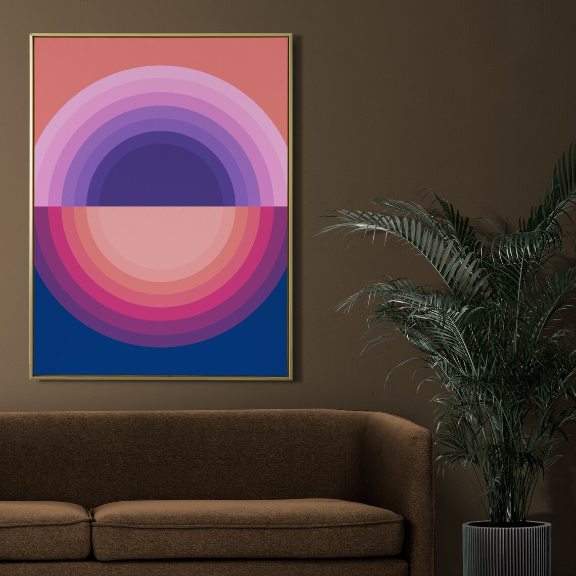 Abstract Half Circle Gradient Printable Art, Minimalist Print, Mid Century Modern Geometric ...