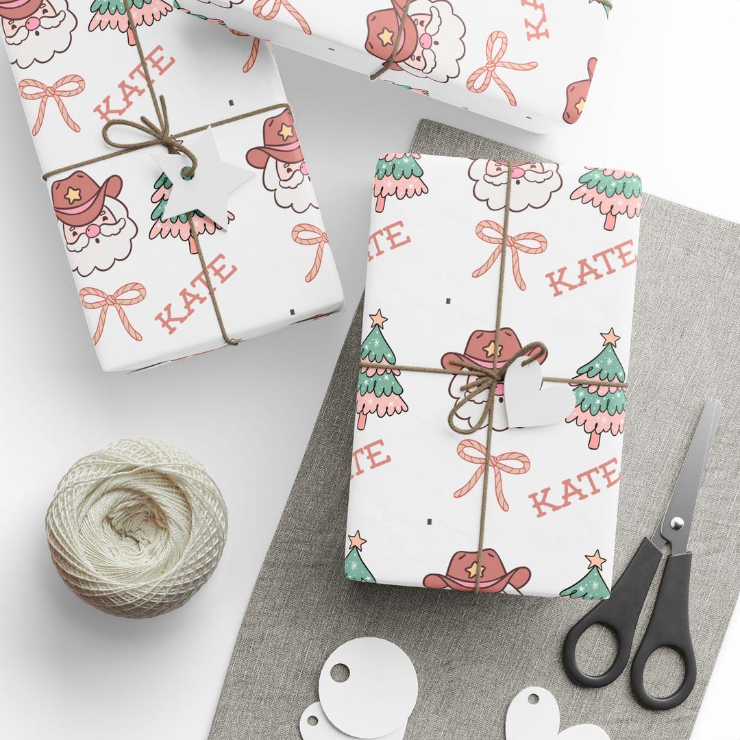 Christmas Cowboy Wrapping Papers Pack, Horse and Santa Gift Wrap Sheets ...