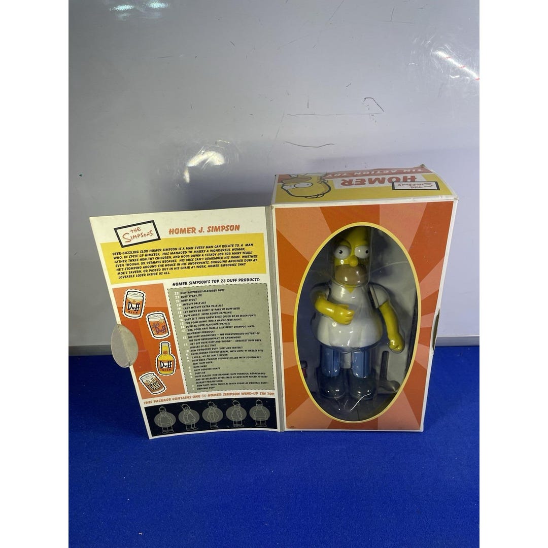 The Simpsons Homer Simpson Wind-up Tin Action Toy Figure 2002 Rocket ...