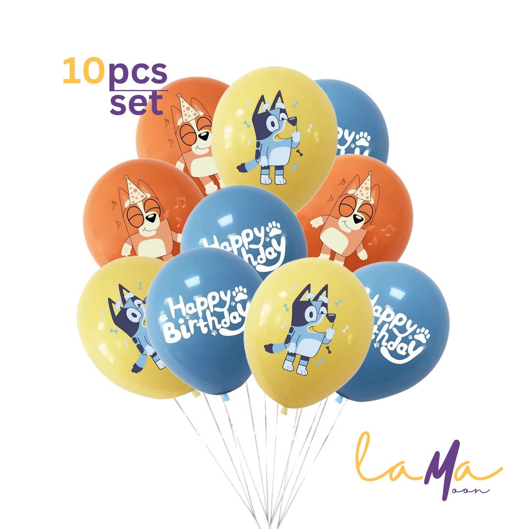 Blue Pup-inspired Birthday Balloons Set – 10 Pcs, Party Decorations ...