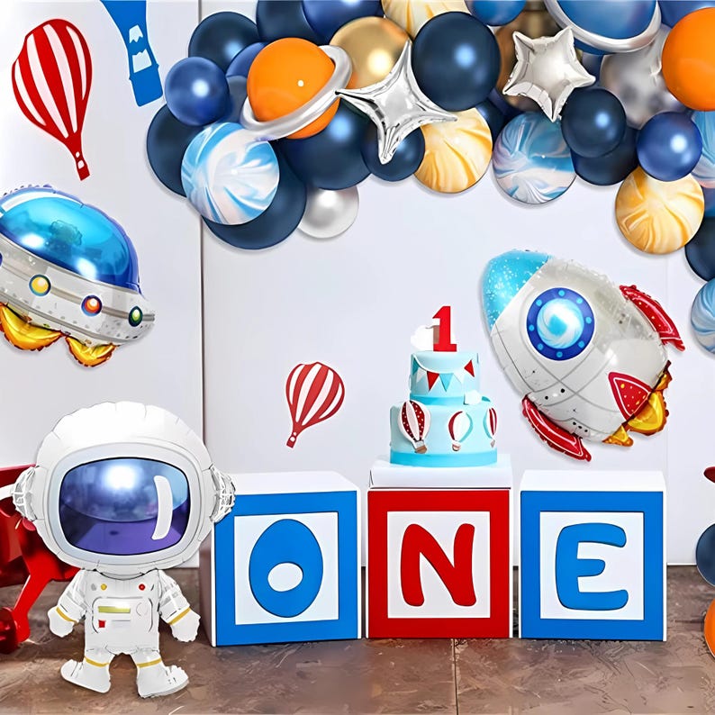Space-themed Balloon Arch Kit - Astronaut, Rocket, and UFO Party ...