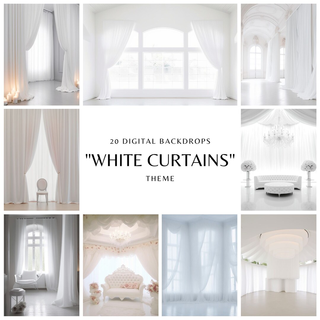 20 Photo Backdrops, White Curtains Photo Studio Background, Graduation ...