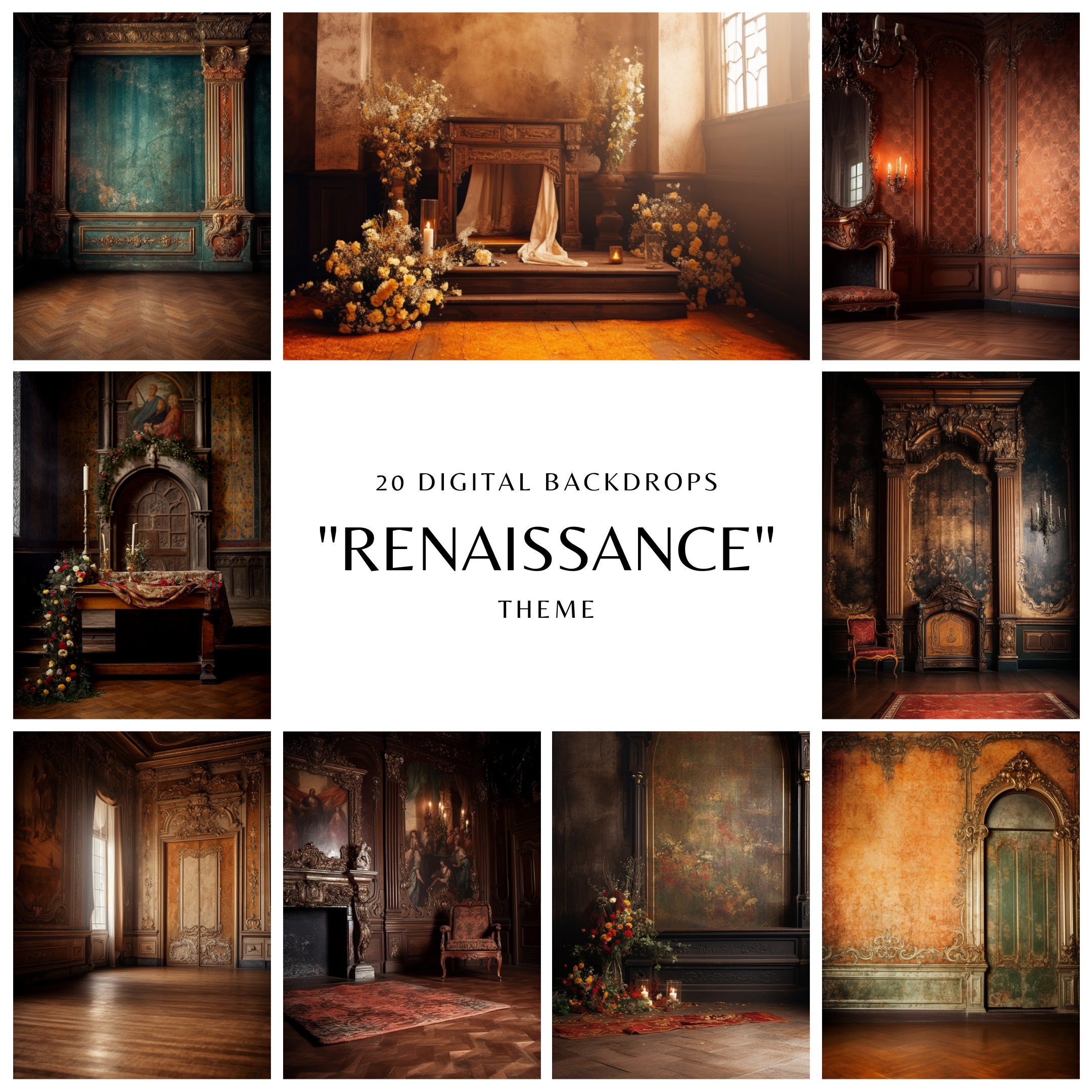 20 Photo Backdrops, Renaissance Photo Studio Background, Graduation ...