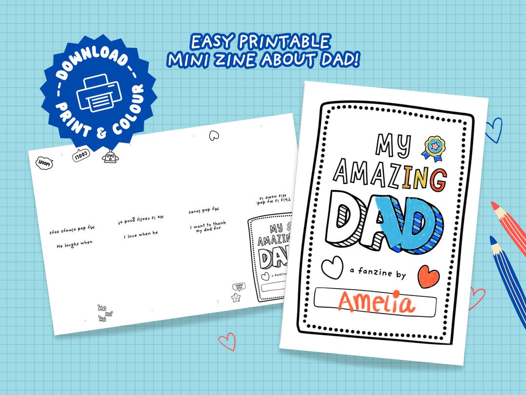 My Amazing Dad Printable Mini Zine for Kids Coloring Card Fathers Day ...