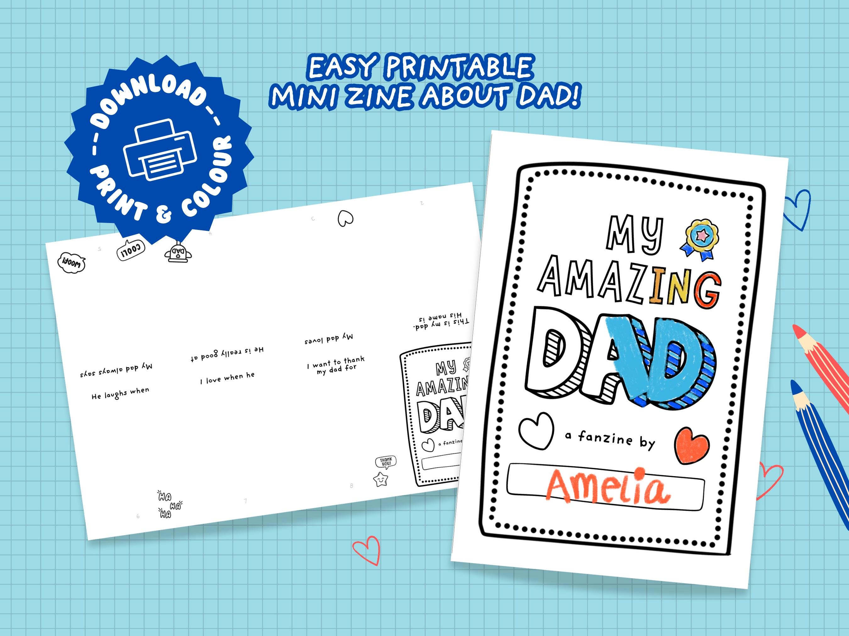 My Amazing Dad Printable Mini Zine for Kids Coloring Card Fathers Day ...