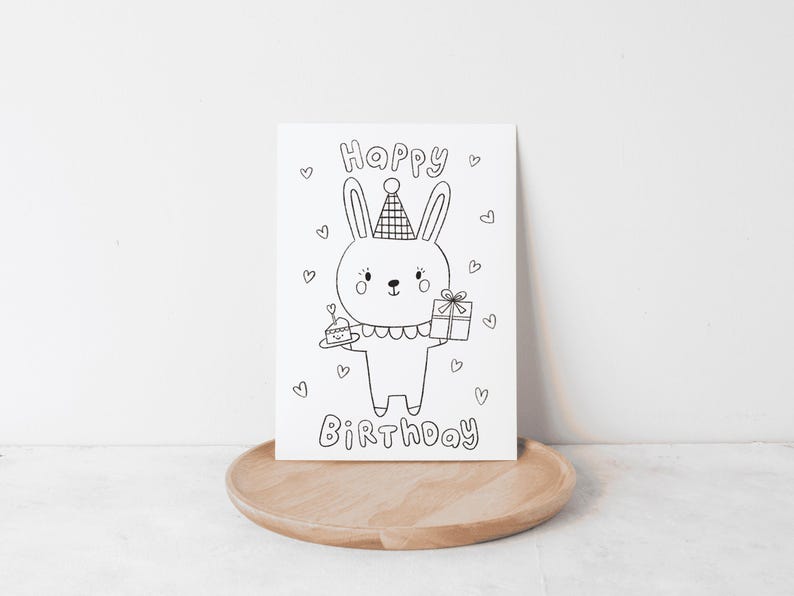 Printable Color in Birthday Card for Kids Fun DIY Coloring Greeting ...