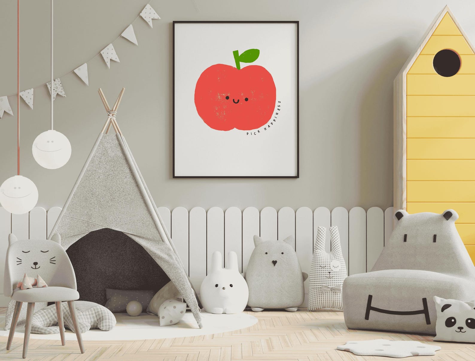 Cute Apple Print | Fruit Theme Nursery Decor | Cute Printable Apple ...