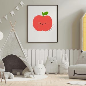 Cute Apple Print | Fruit Theme Nursery Decor | Cute Printable Apple ...