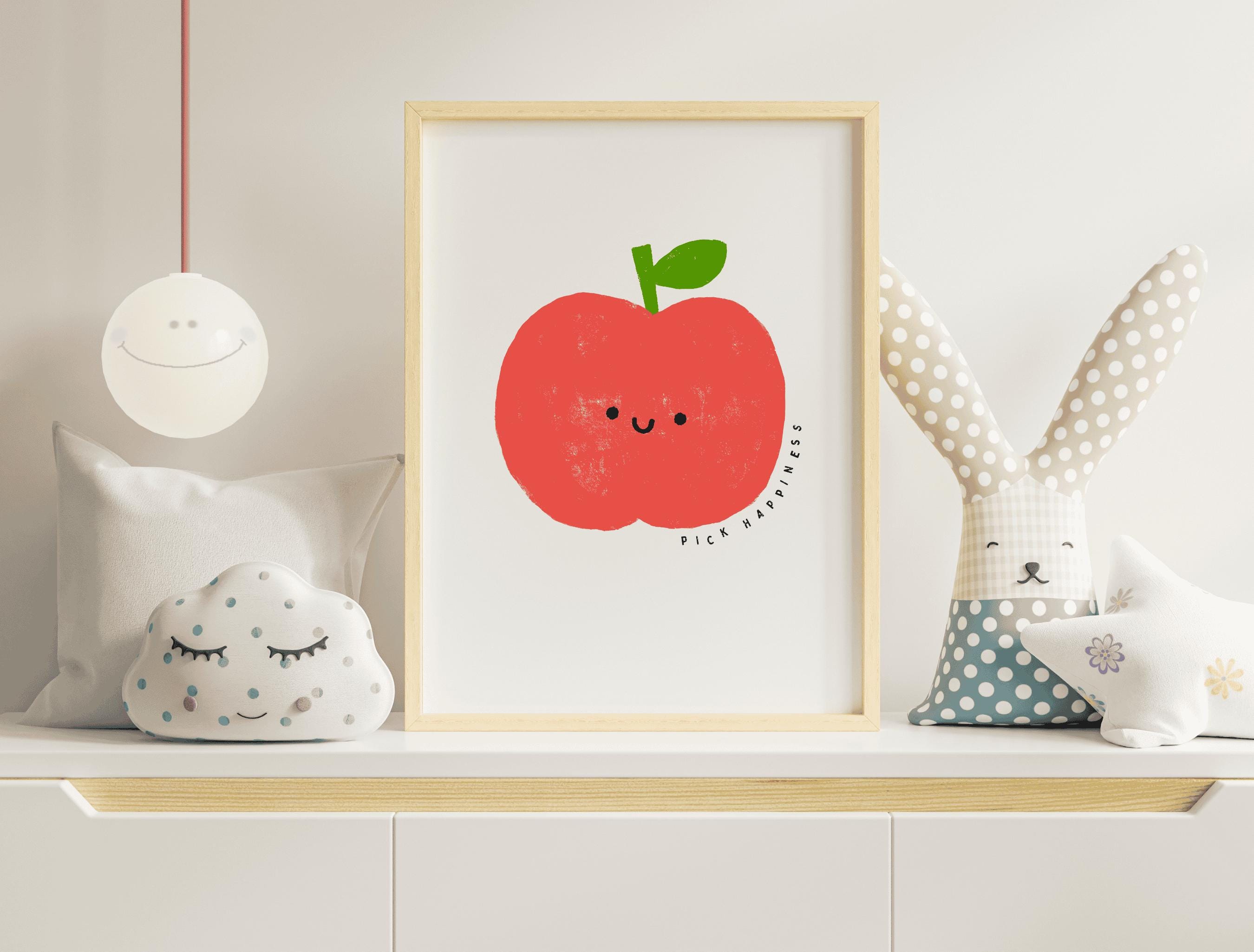 Cute Apple Print | Fruit Theme Nursery Decor | Cute Printable Apple ...