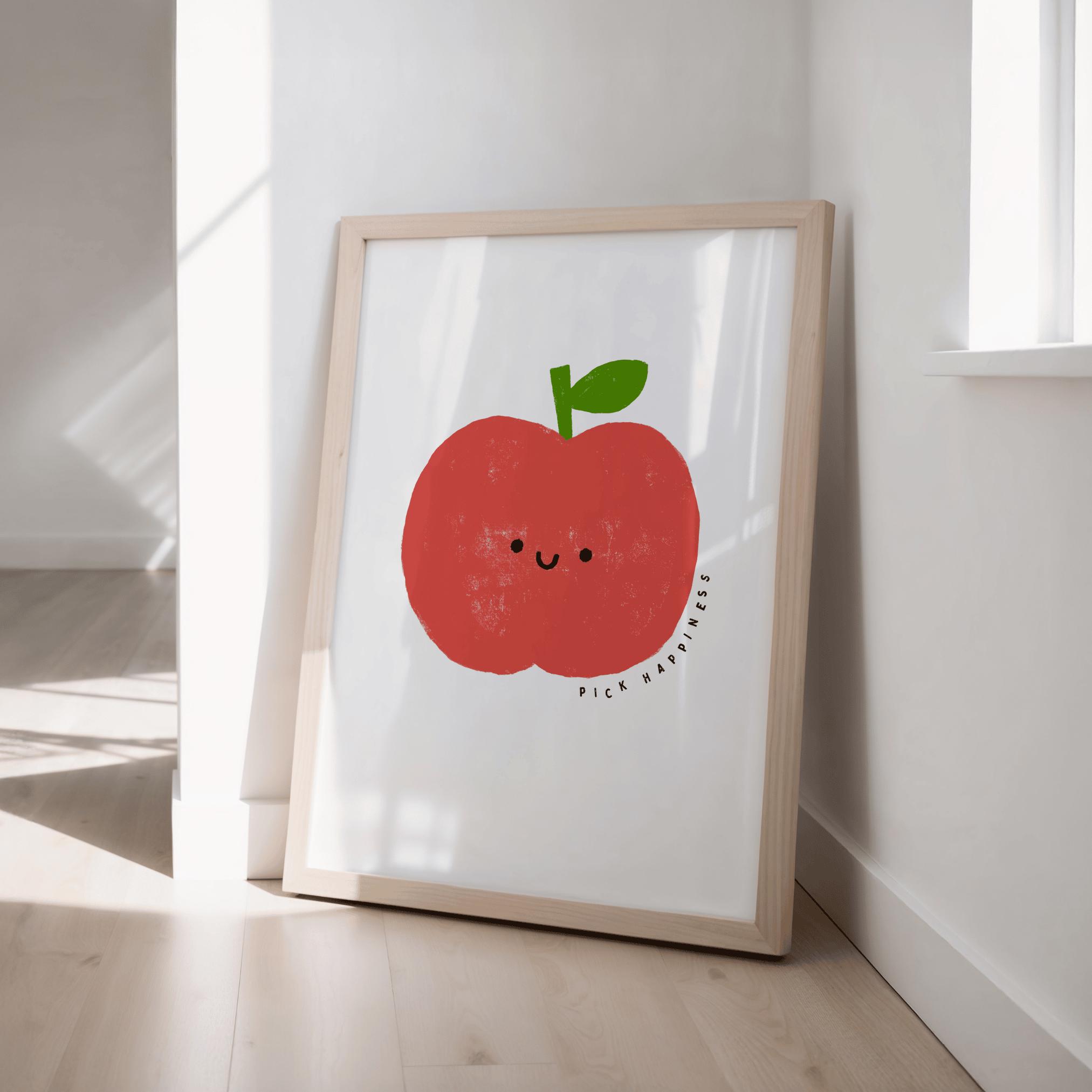Cute Apple Print | Fruit Theme Nursery Decor | Cute Printable Apple ...