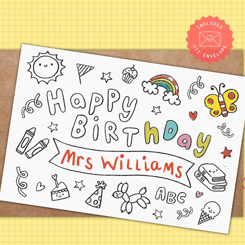 Teacher Birthday Card - Etsy