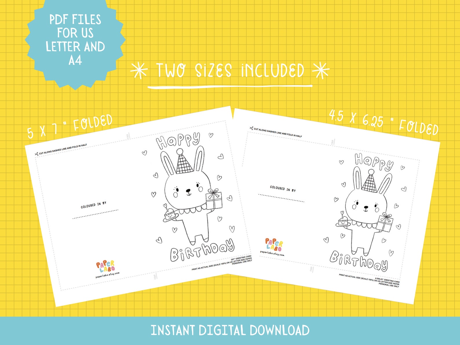 Printable Color in Birthday Card for Kids Fun DIY Coloring Greeting ...