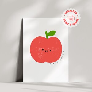 Cute Apple Print | Fruit Theme Nursery Decor | Cute Printable Apple ...