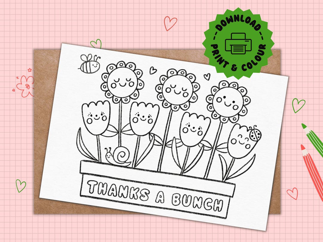 Thank You Card for Kids Printable Coloring Card for Kids Thank You Card ...