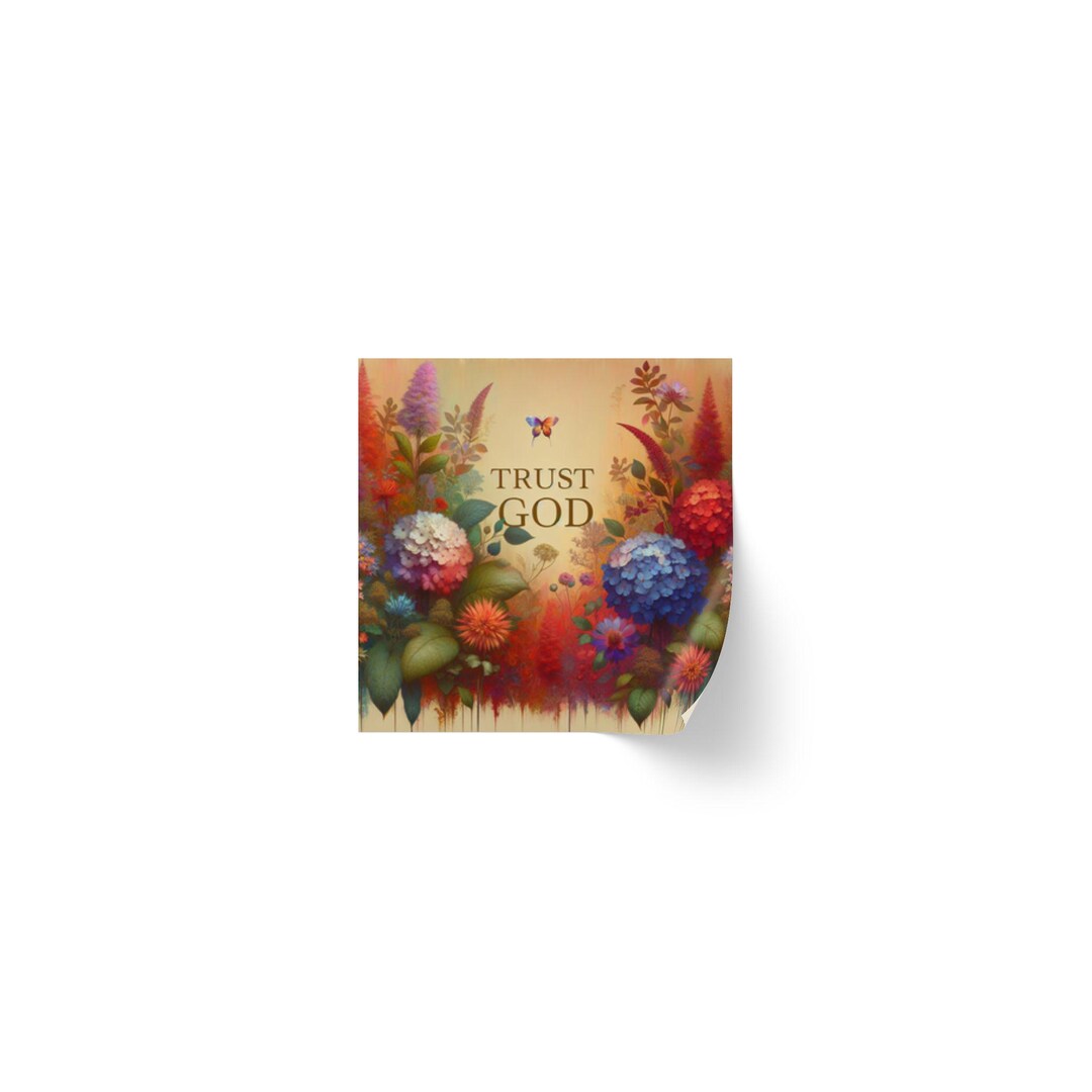 Square Sticker Label Rolls - Trust God Inspirational Words, Religious ...