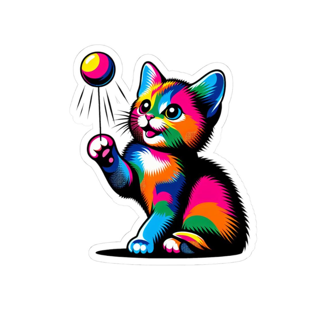 Colorful Cat Kiss-cut Stickers, Cute Cat Stickers, Laptop Decor, Pet ...