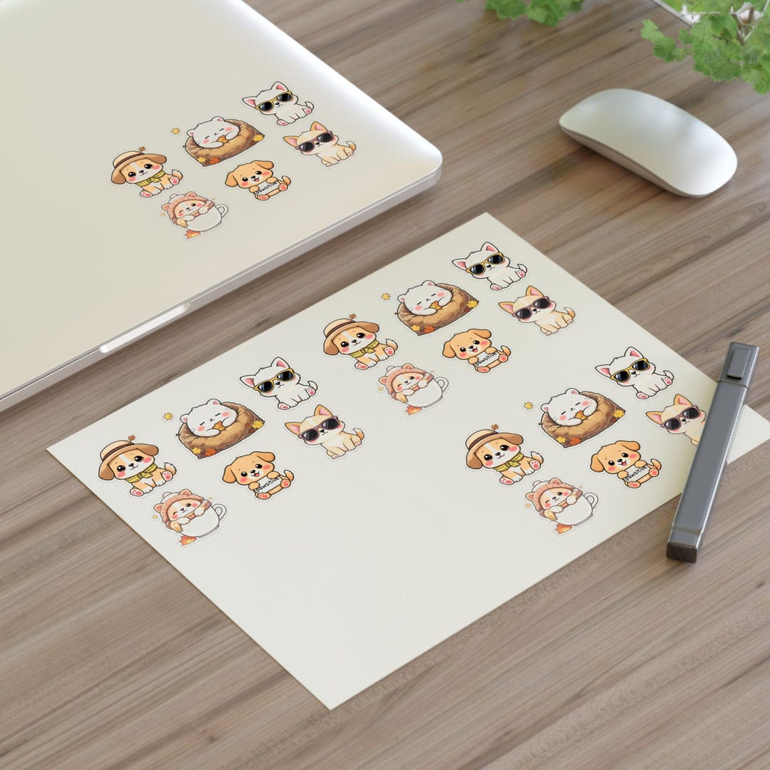 Kawaii Dog & Cat Sticker Sheet: Journal, Laptop, Water Bottle - Etsy