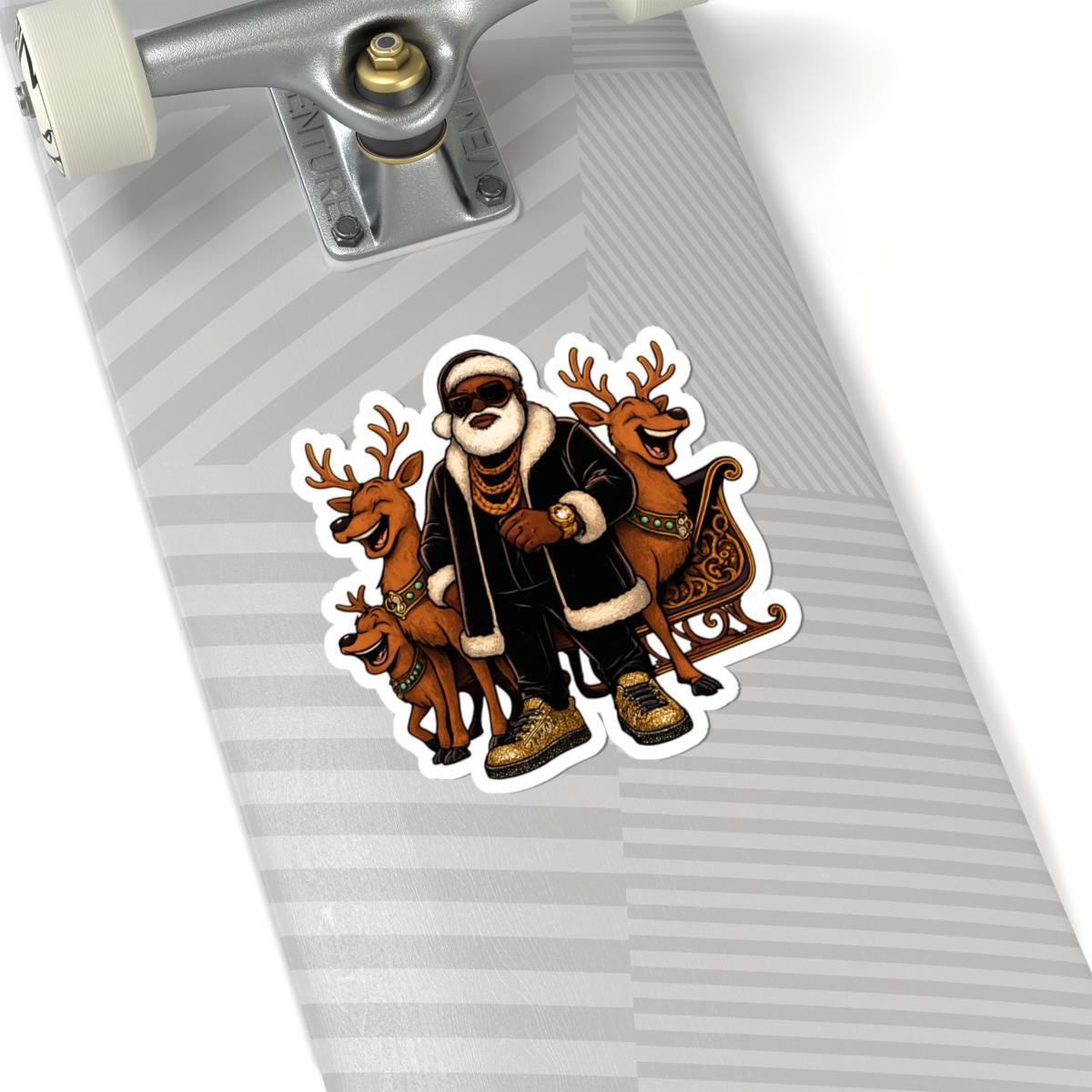 Hip Hop Santa With Reindeer Kiss-cut Sticker | Christmas Holiday Decal ...
