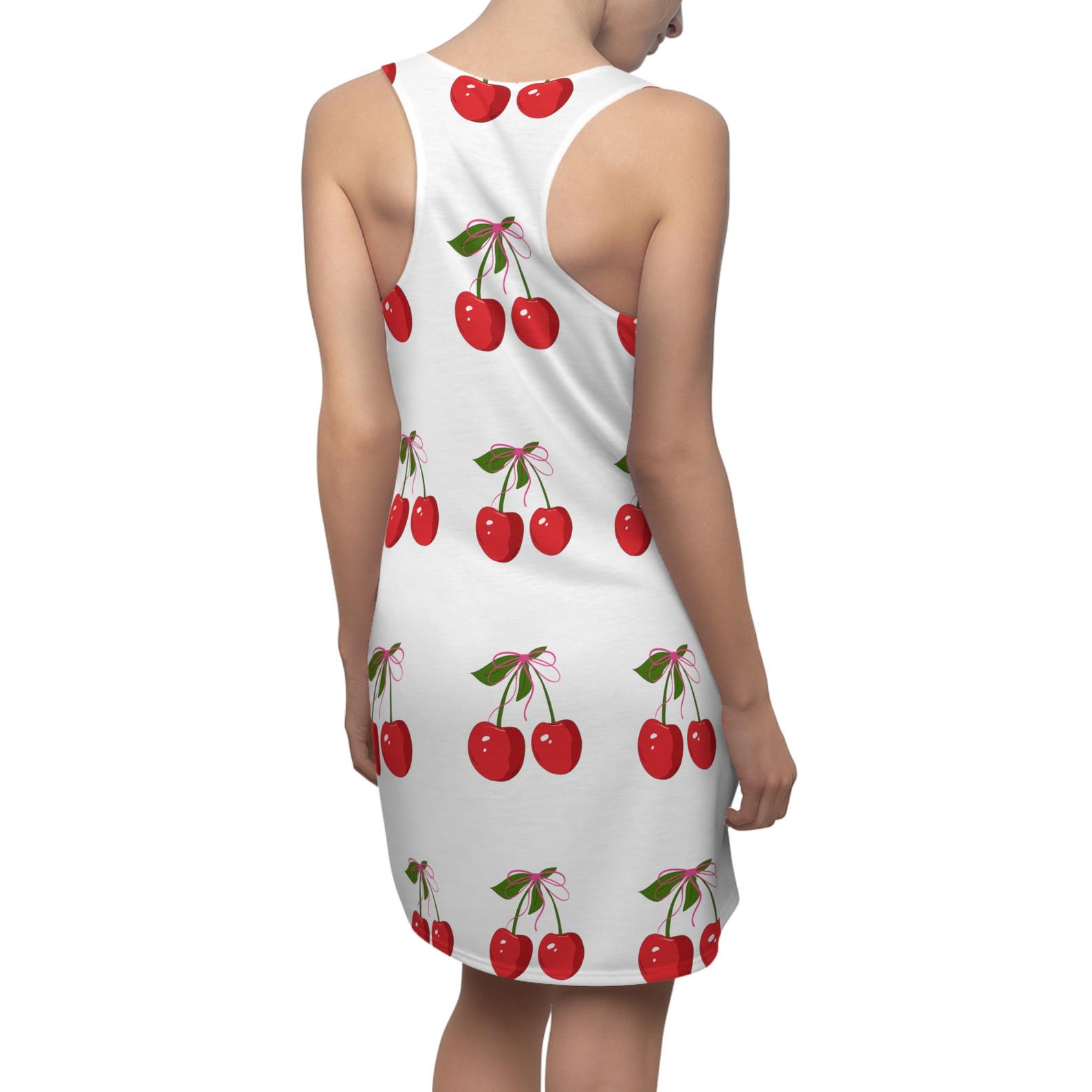 Cherry Print Racerback Dress, Retro Sleeveless Sundress, Women's Summer ...