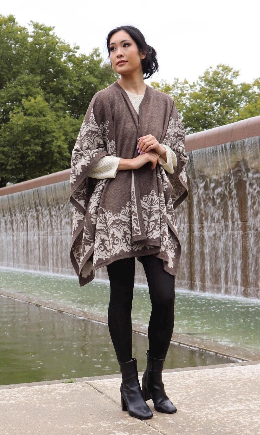 Reversible Arabesque Ruana in Baby Alpaca / Peruvian Alpaca Ponchos ...