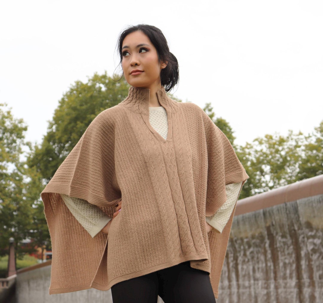 Braided Knit Poncho in Peruvian Alpaca / Peruvian Alpaca Ponchos ...