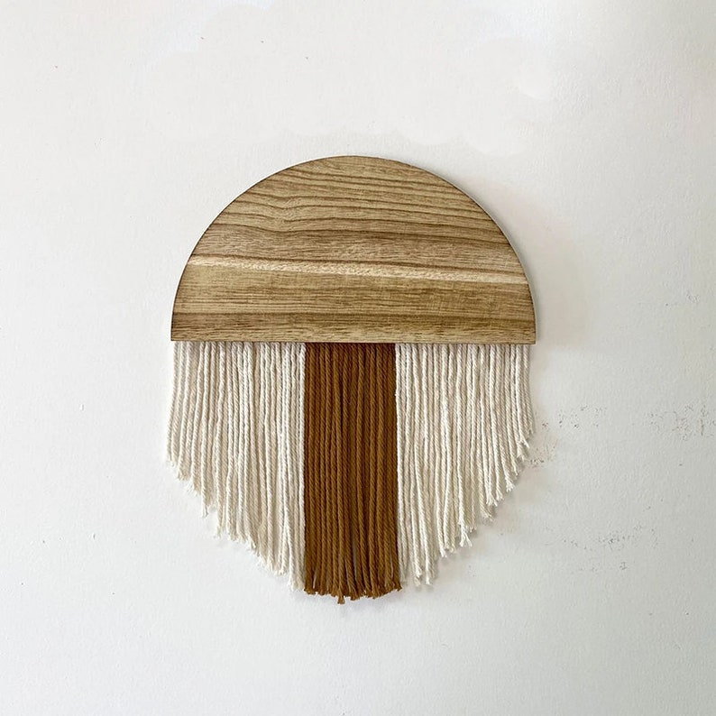 Half Moon Wooden Macrame Tassel Wall Hanging, Tassle Hanging Tapestry ...