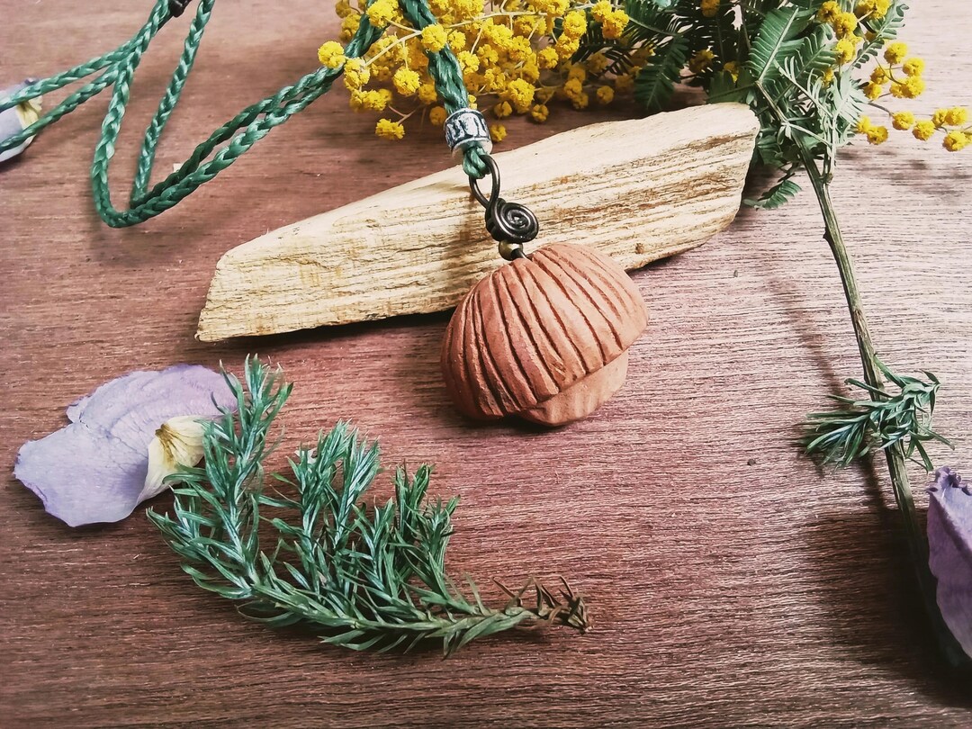 Handmade Avocado Pit Mushroom Necklace, Persimmon Extract Coated - Etsy