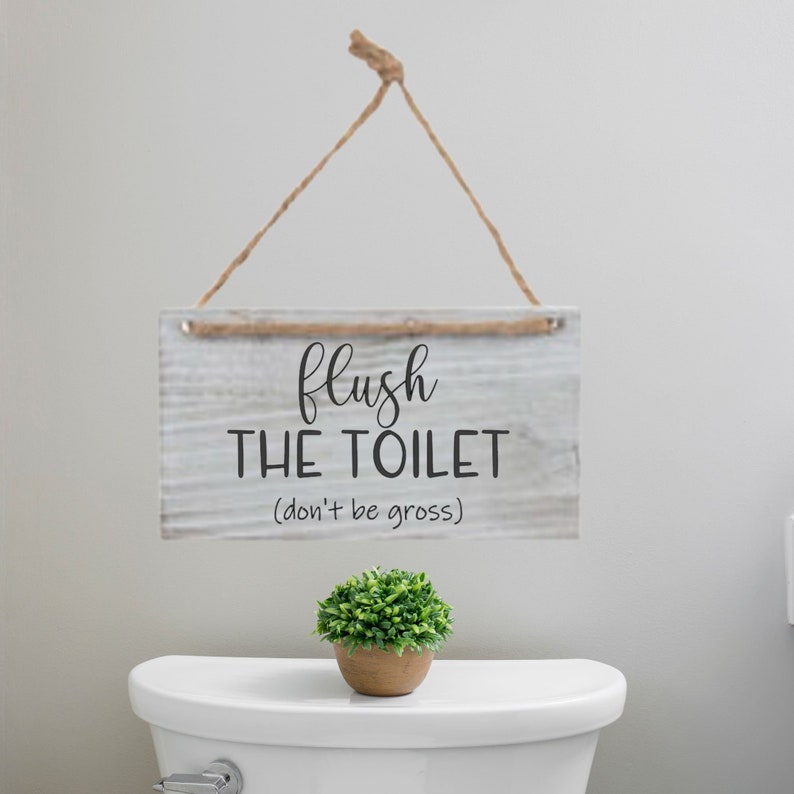 Kids Bathroom Sign, Flush the Toilet Wash Your Hands, Funny Bathroom ...