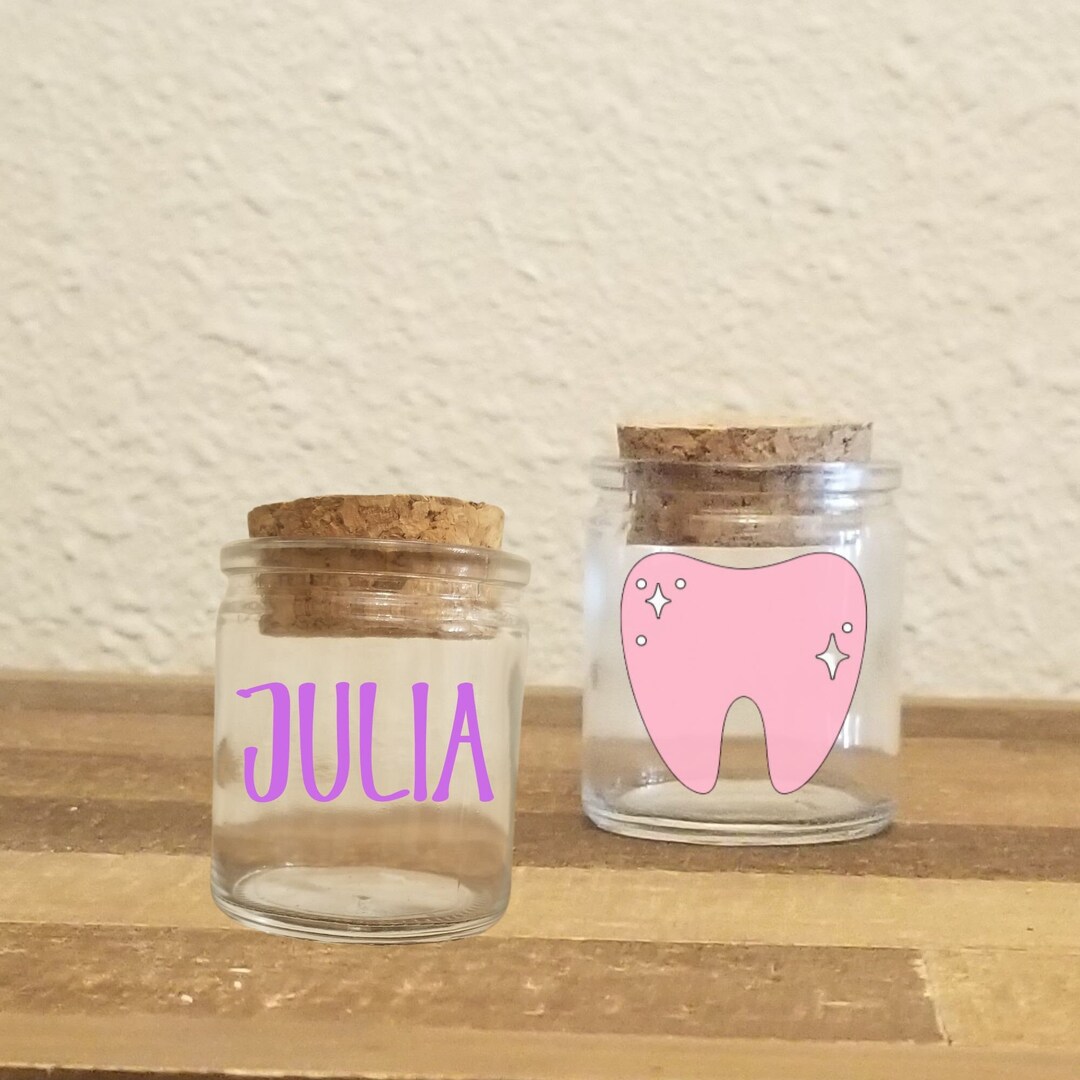 Personalized Tooth Fairy Jar With Cork Lid, Custom Tooth Fairy Holder ...