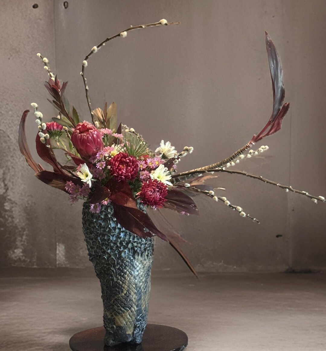 Ceramic Hand Made One of Kind Vase , Blue, Yellow, Black Colors Pottery ...