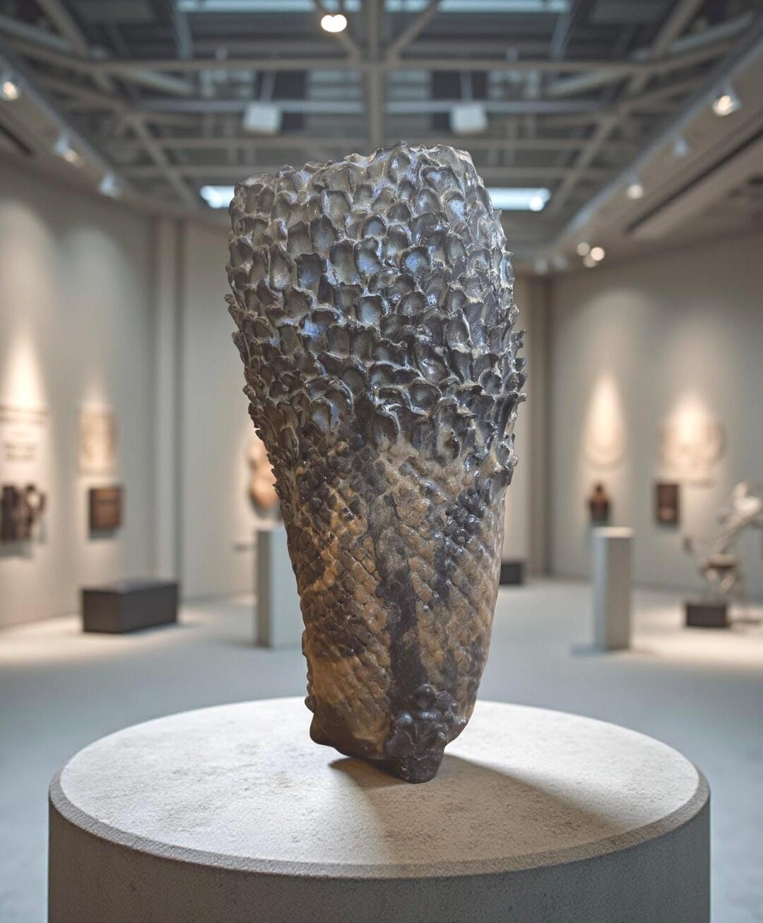 Textured Ceramic Vase – Deep Sea Glaze With Fish Scale Texture ...