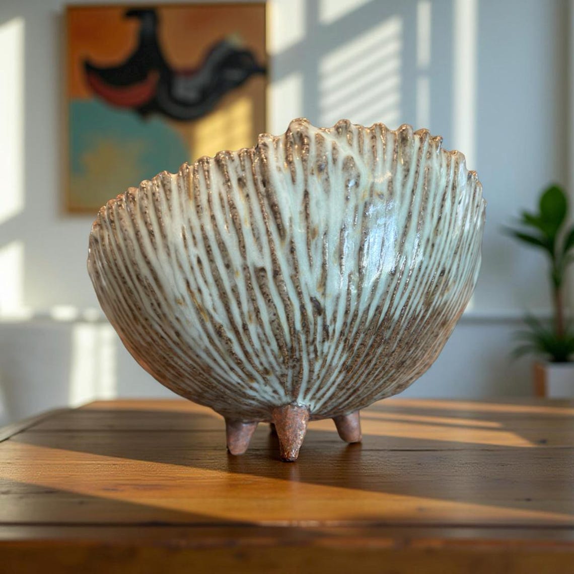 Unique Hand Made Ceramic Bowl Blue/ Beige/ for Kitchen, Gift, Any Table ...