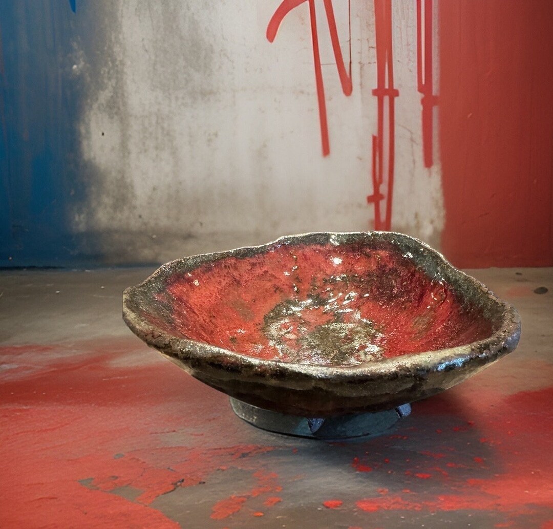 Unique Hand-made Ceramic Dark Brown/red/black Plate for Any Table ...