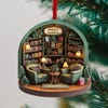 Personalized Library Ornament Acrylic Book Lover Reading Nook Fireplace ...
