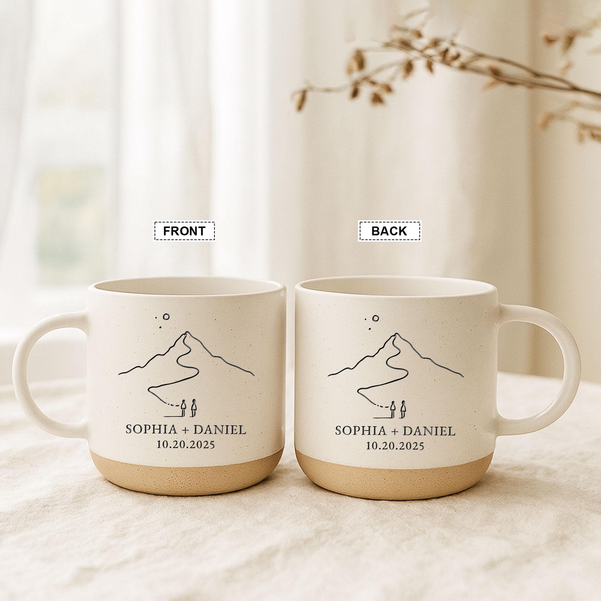 Personalised Engraved Couple Pottery Mug, Wedding Gift, Custom Carved ...