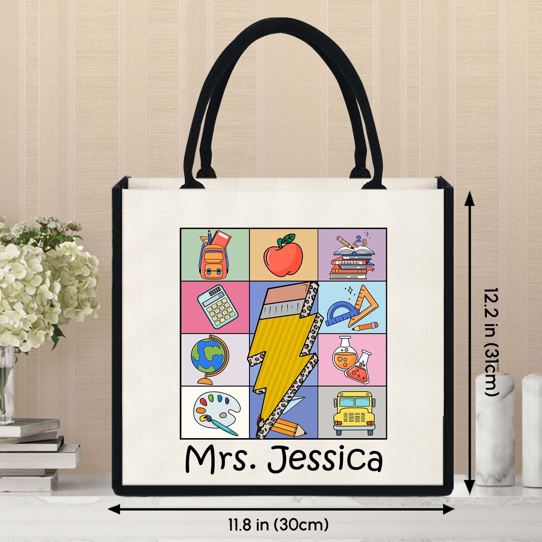 Personalized Teacher Tote Bag, Custom Teacher Tote Bag, Teacher Gift ...