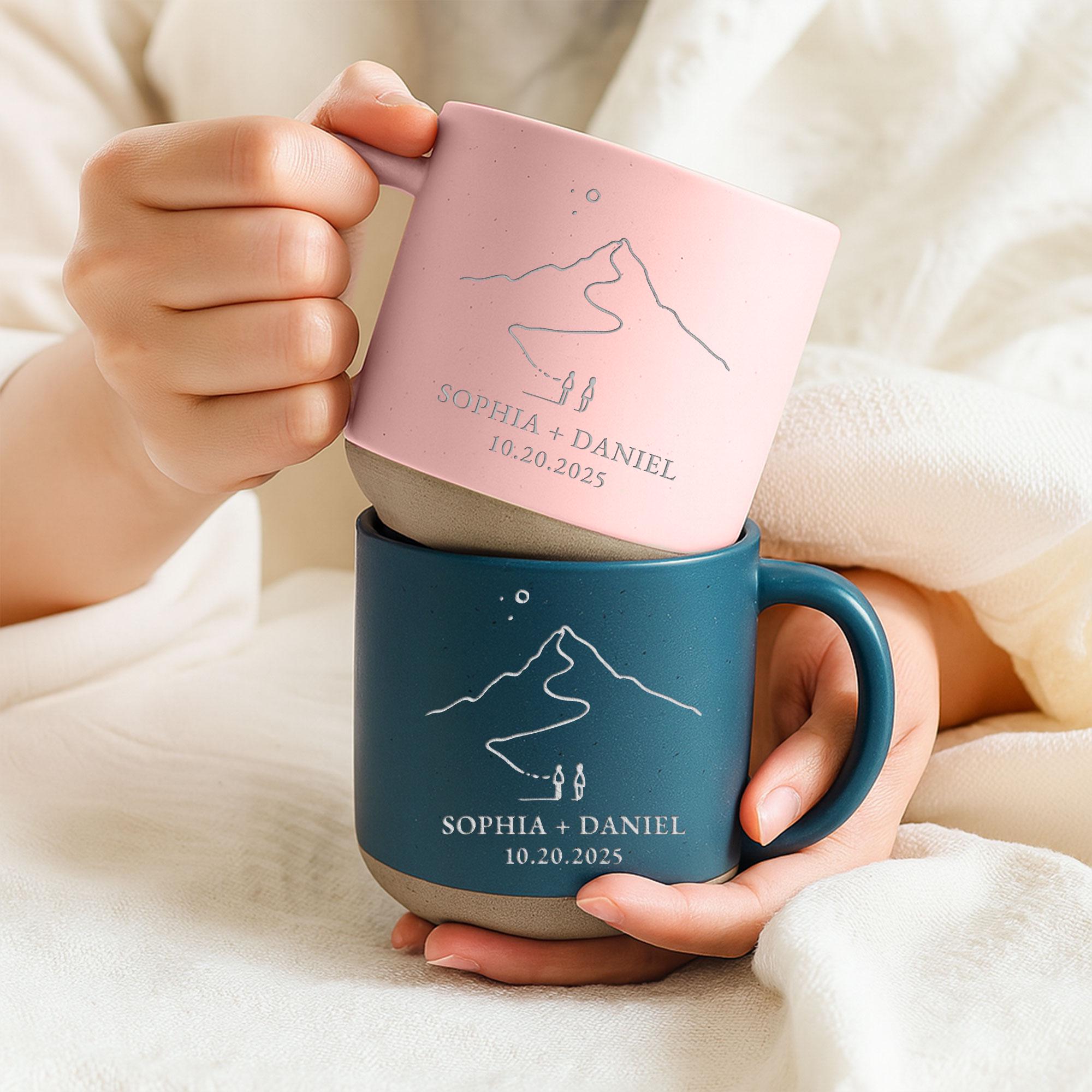 Personalised Engraved Couple Pottery Mug, Wedding Gift, Custom Carved ...