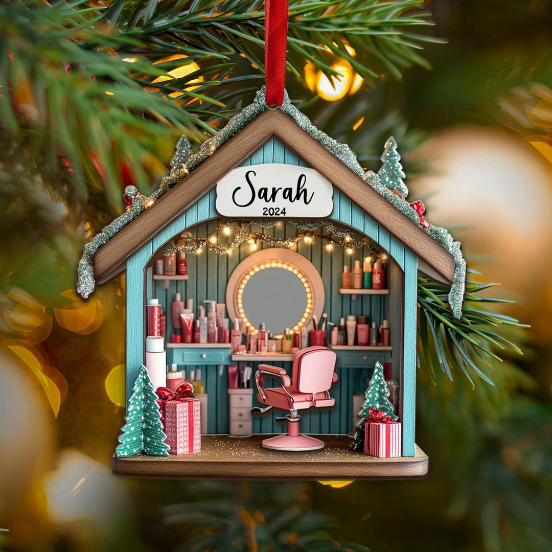 Hair Salon Ornament Gift for Her, Personalized Hair Salon 3 Layer ...