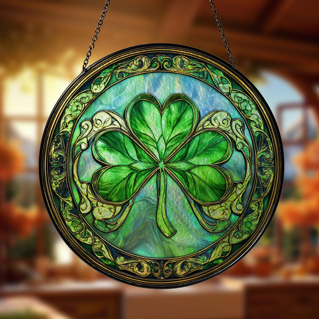 Shamrock Stained Glass Suncatcher Shamrock Suncatcher Shamrock Glass ...
