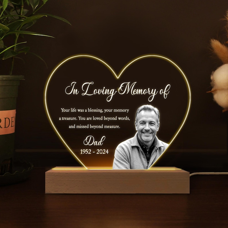 Custom Photo Memorial Night Light, Dad Remembrance in Loving Memory ...