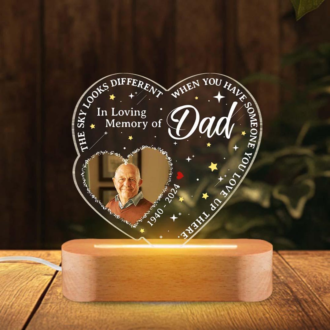 Custom Photo Memorial Night Light, Dad Remembrance in Loving Memory ...