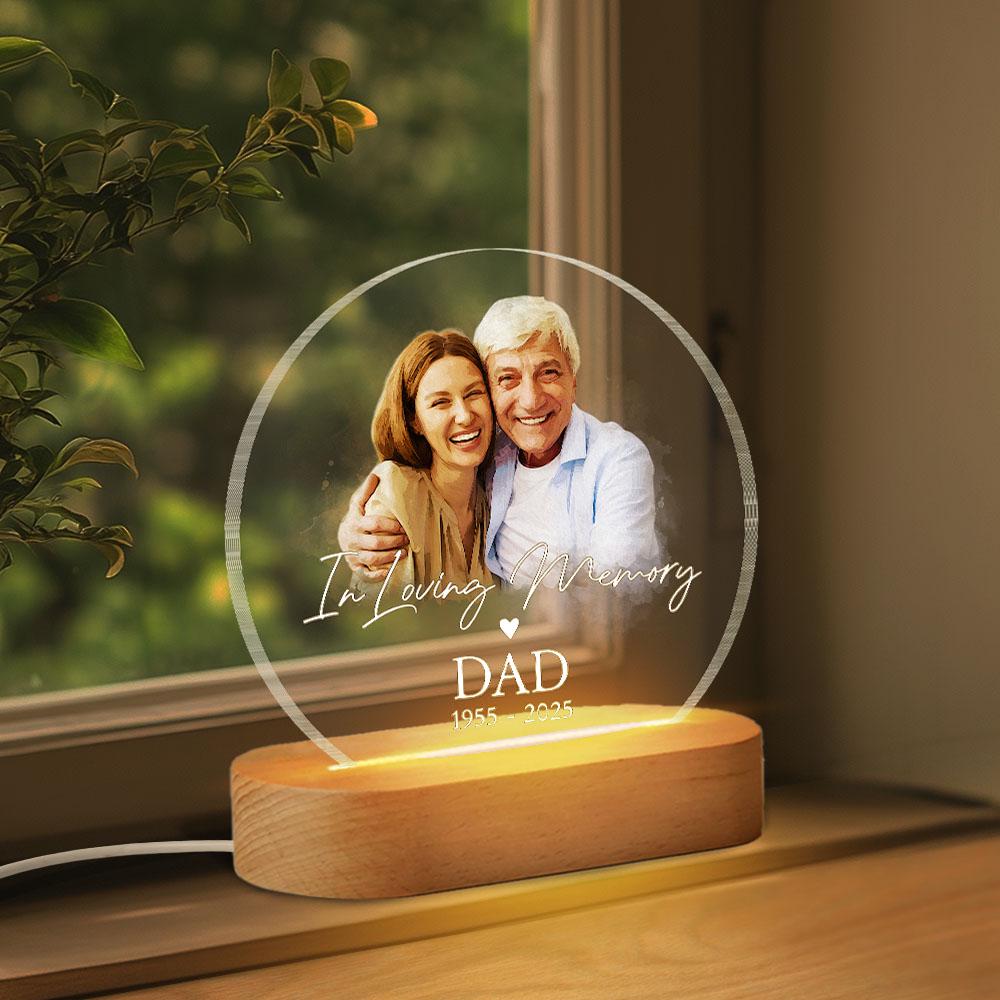 Custom Photo Memorial Night Light, Dad Remembrance in Loving Memory ...
