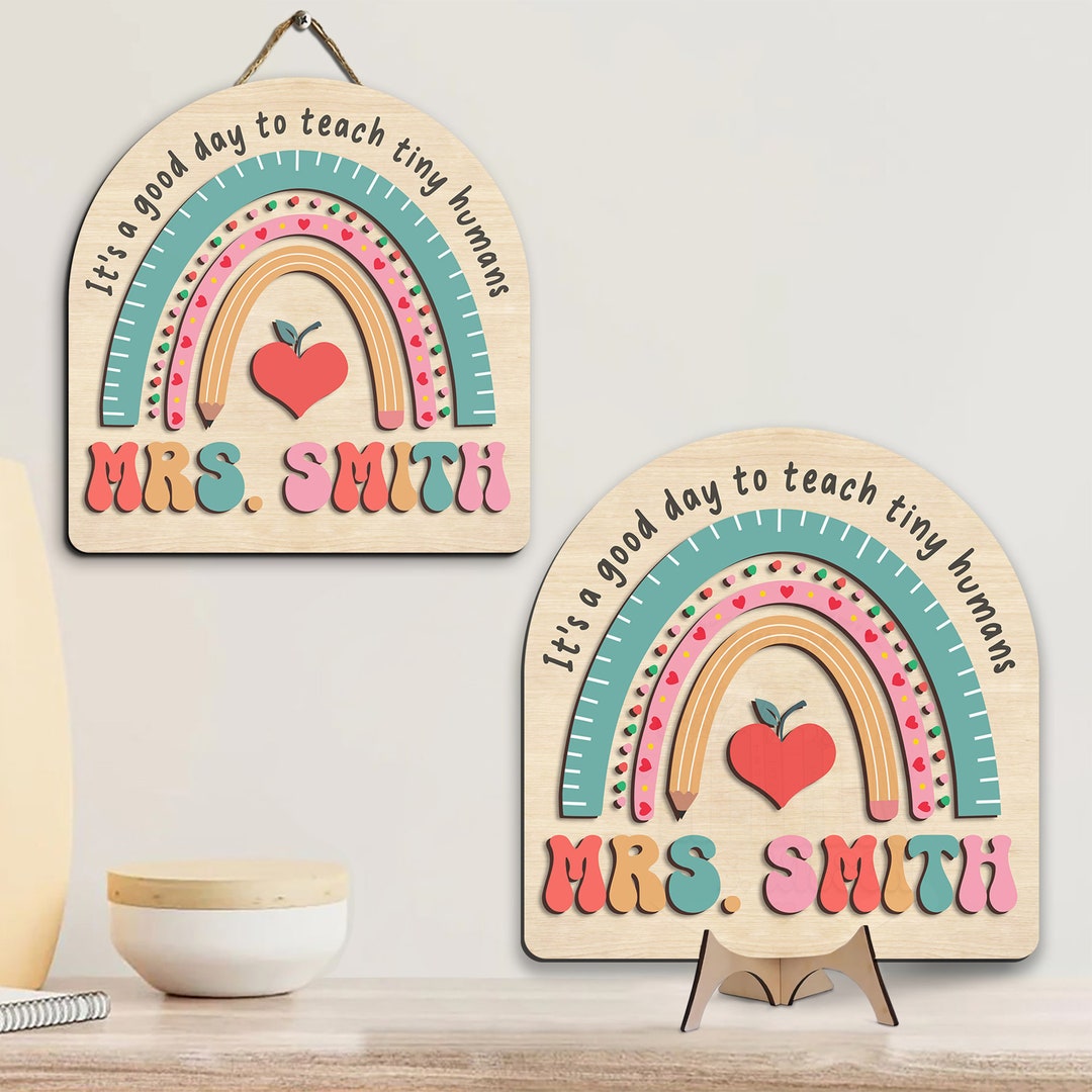 Teacher Door Sign, Teacher Wooden Sign for Desk, Teacher Door Hanger ...