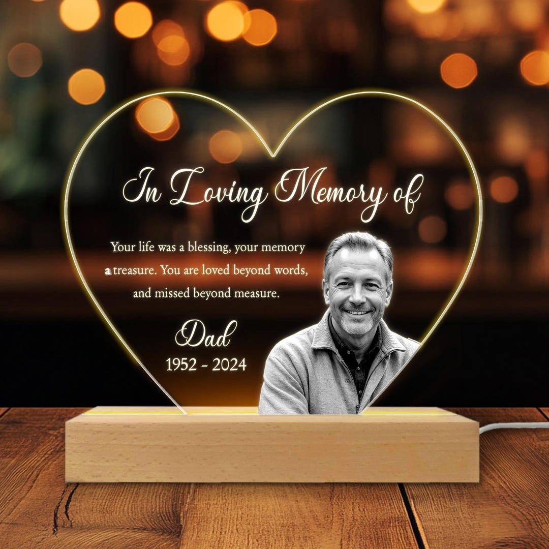 Custom Photo Memorial Night Light, Dad Remembrance in Loving Memory ...
