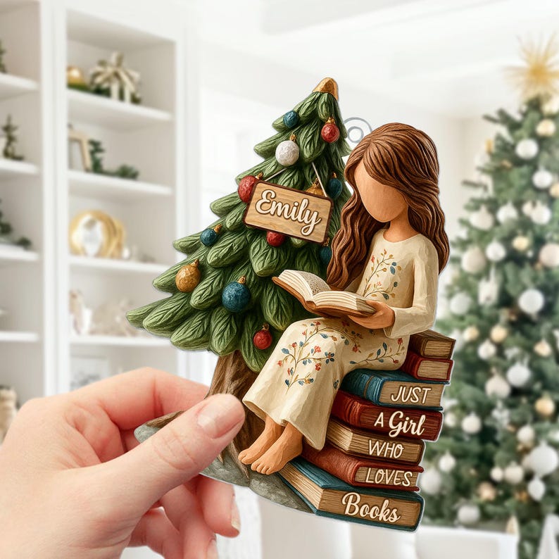 Personalized Just A Girl Who Loves Books 2D Flat Acrylic Ornament ...